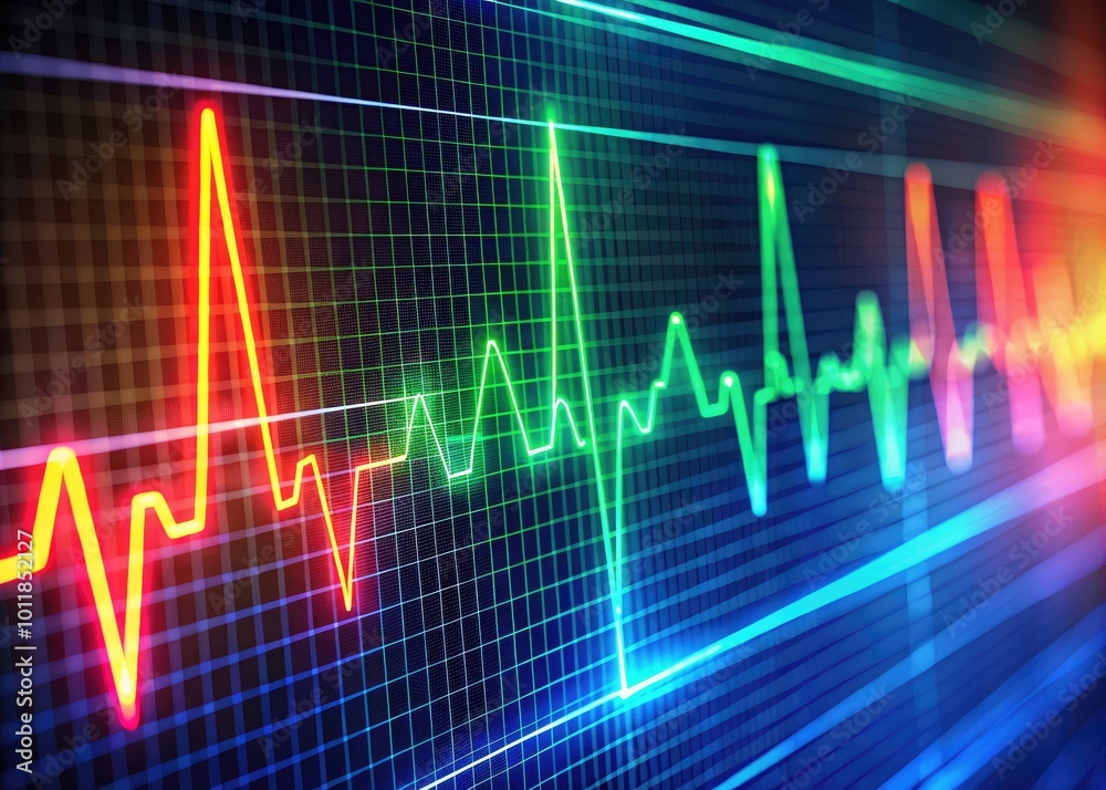 Atrial Fibrillation ECG Waveform on Monitor for Cardiology Analysis and ...