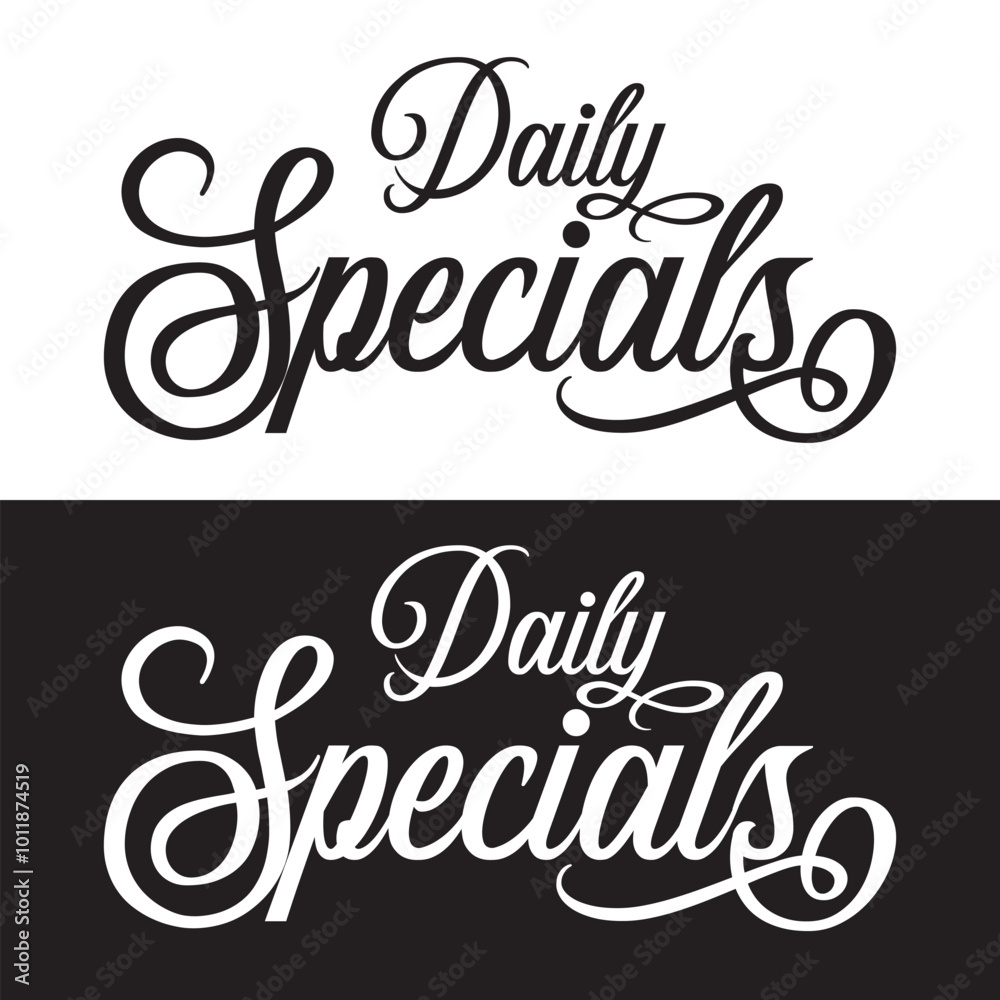 daily specials calligraphy lettering black and white ink Vector ...