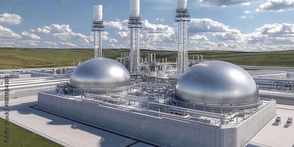 Clean gas capture technology visualized in a modern industrial setting ...