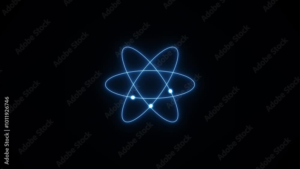 Atom icon in flat design. graphic representation of an atom or molecule ...