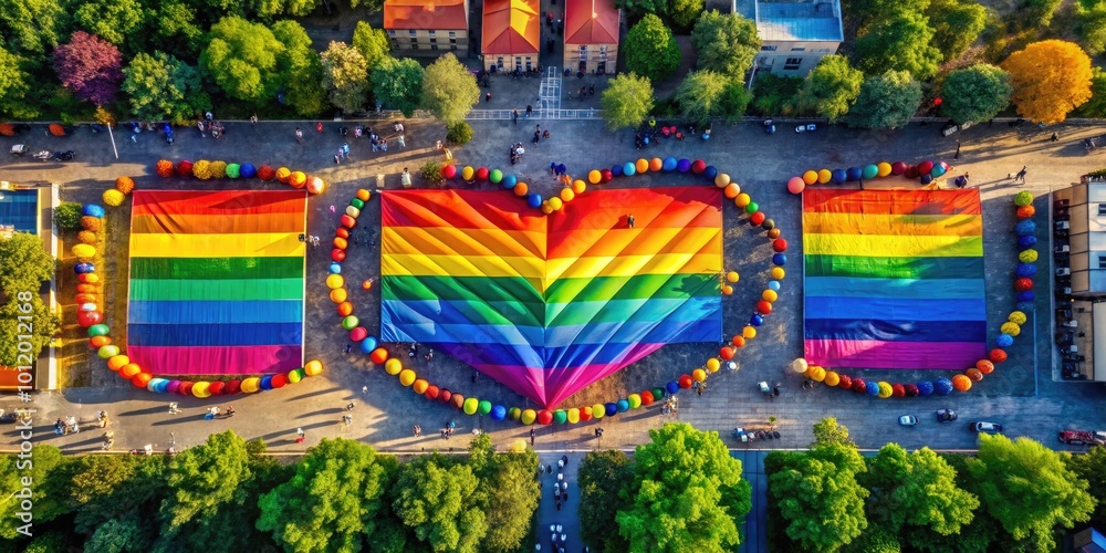 Colorful pride symbols representing diversity, love, and acceptance in ...