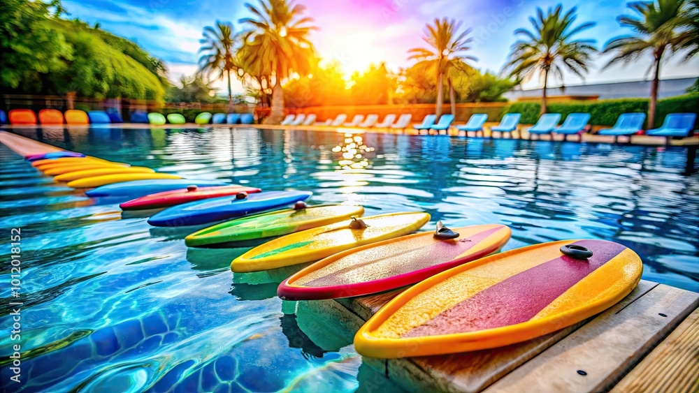 Colorful Swimming Boards for Aquatic Activities and Water Sports in a ...