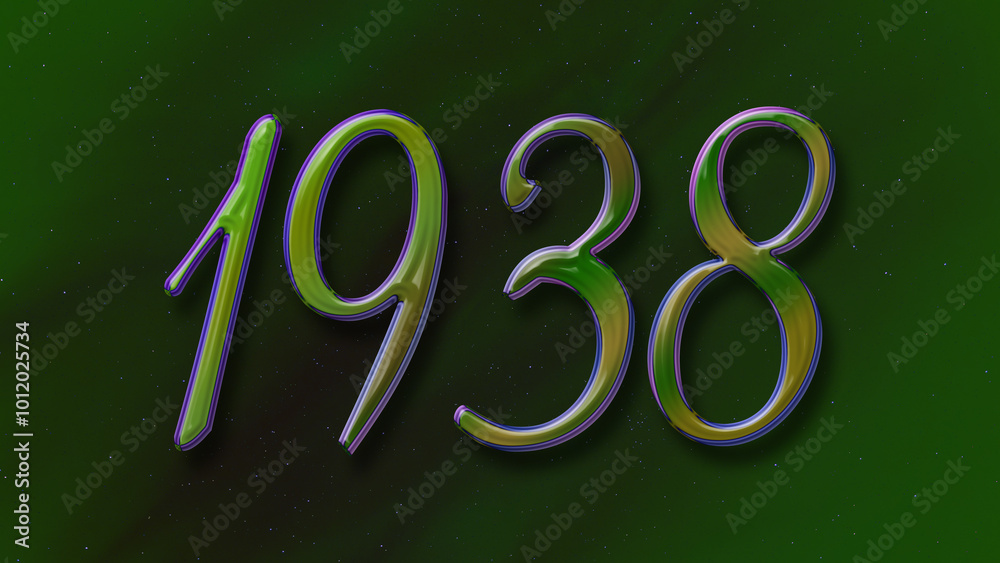 3D green with blue border design of number 1938 on green background ...