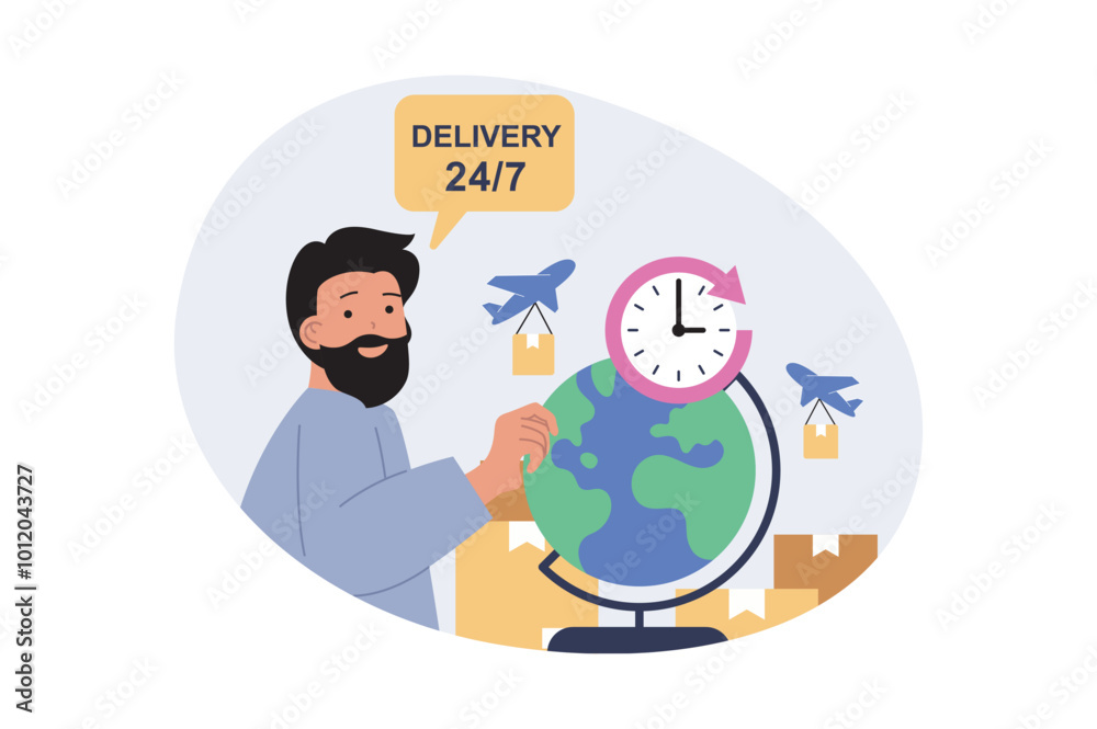 Delivery concept in modern flat design for web. Man ordering online in ...
