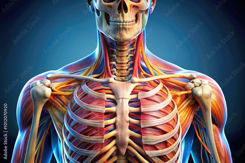 Detailed Anatomical Illustration of Human Shoulder Bones, Clavicle ...