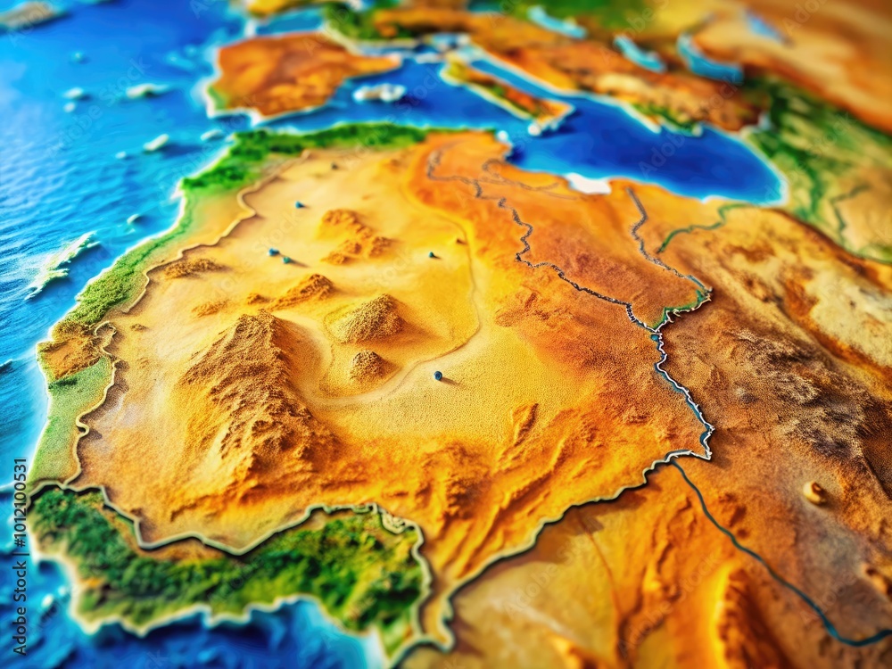 Detailed Map of the Sahara Desert in Africa Showing Geographic Features ...