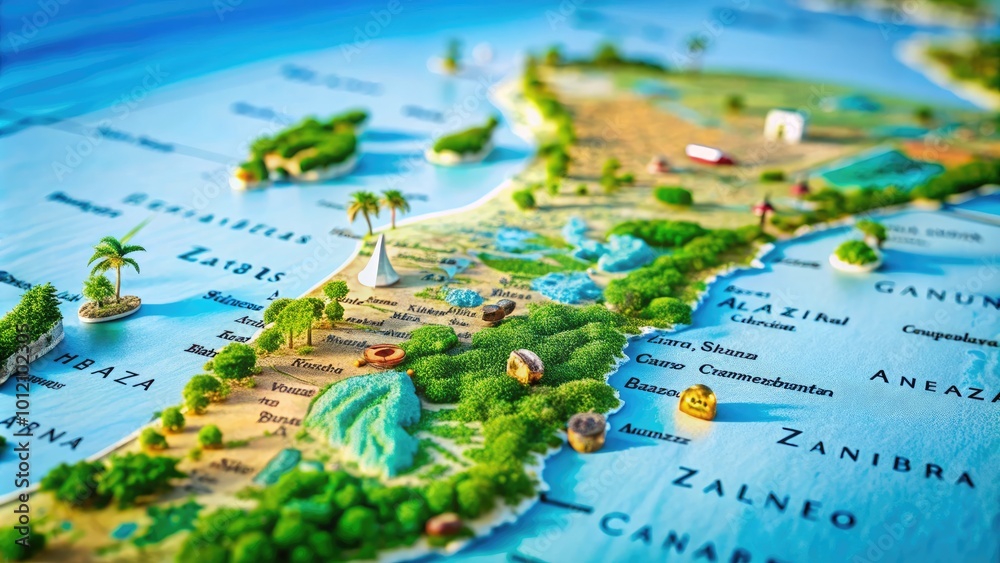 Detailed Map of Zanzibar Island Location with Geographical Features and ...