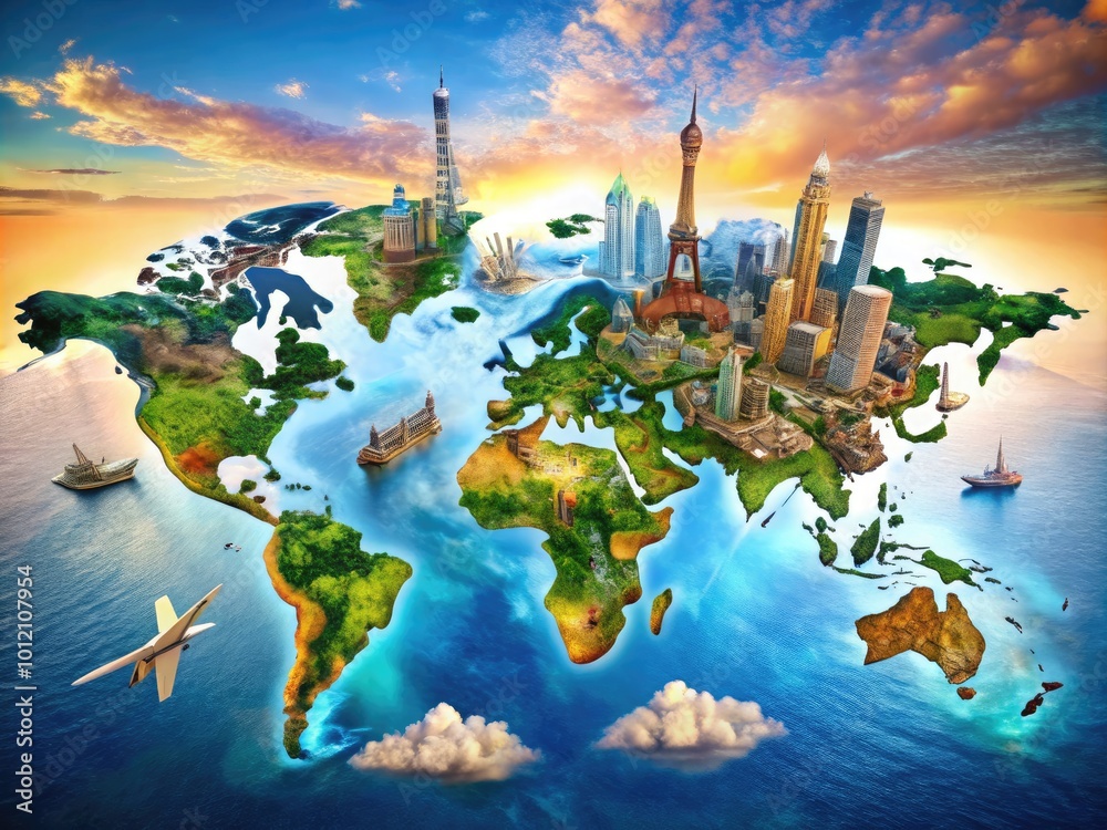 Detailed time zone map featuring major cities around the world for ...