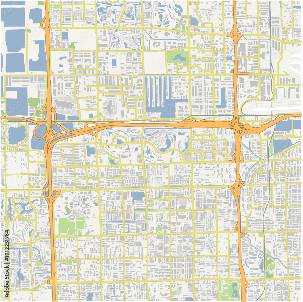 Map of Fountainebleau in Florida in a normal road map style. Contains ...