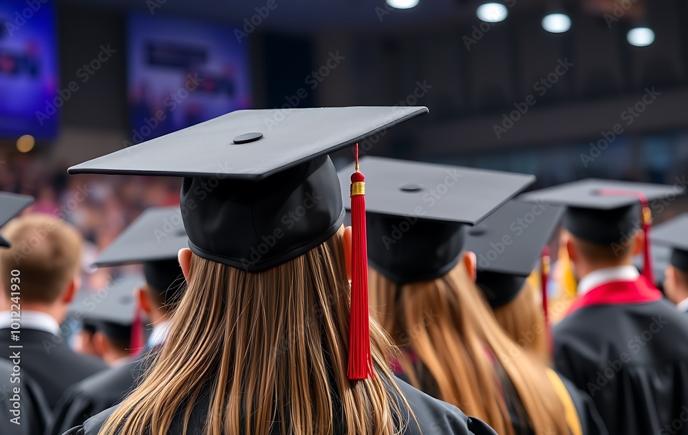 backside graduation hats during commencement success graduates of the ...
