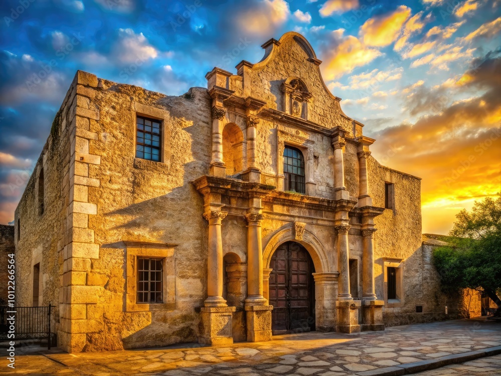 Historic Alamo Stone Structure with Weathered Texture and Unique ...