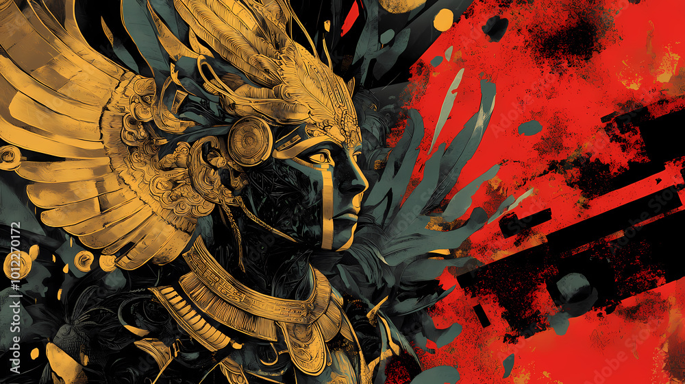 Abstract desktop wallpaper inca gold and scarlet sage merge in chaotic ...