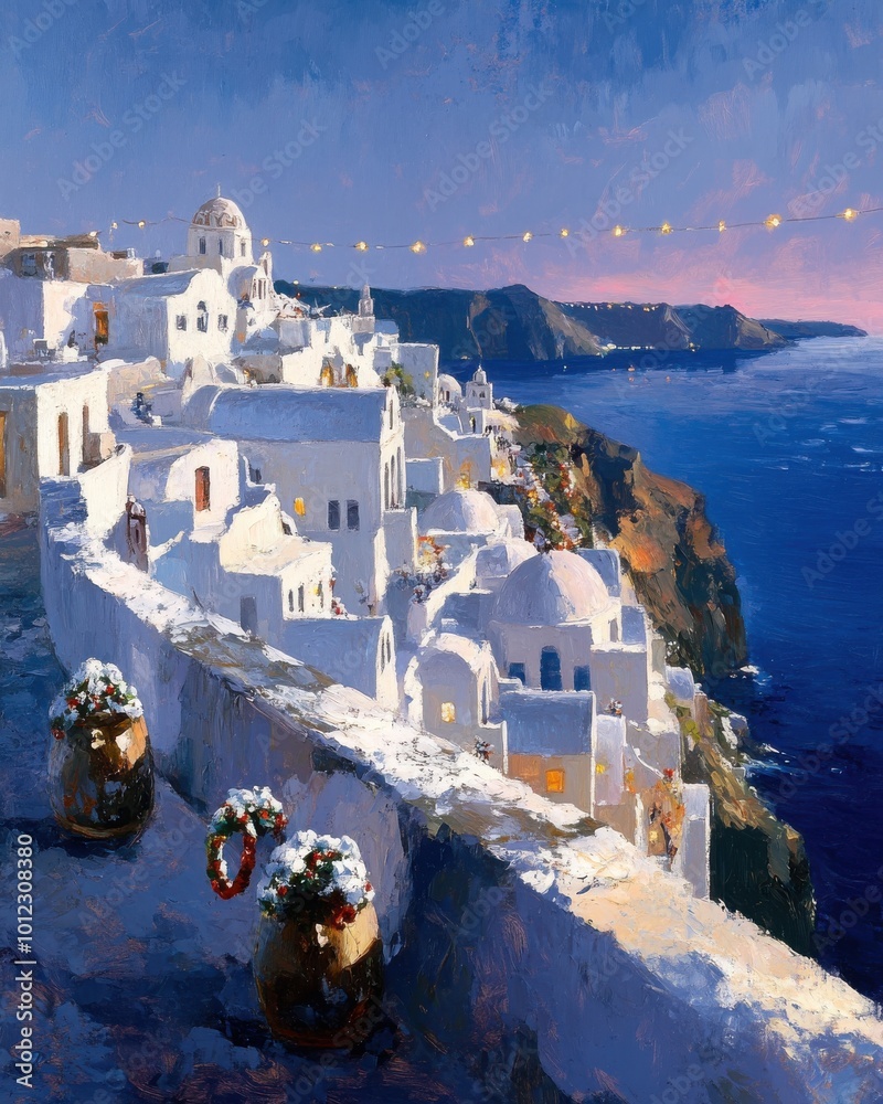 Breathtaking Sunset View of Santorini's Iconic Cycladic Architecture ...