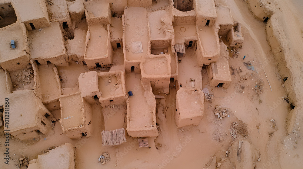 Traditional Arabian Old Mud Houses Village in the Desert | Historical ...