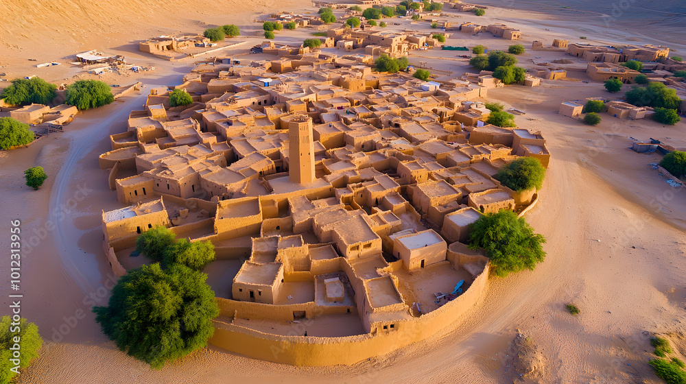 Traditional Arabian Old Mud Houses Village in the Desert | Historical ...