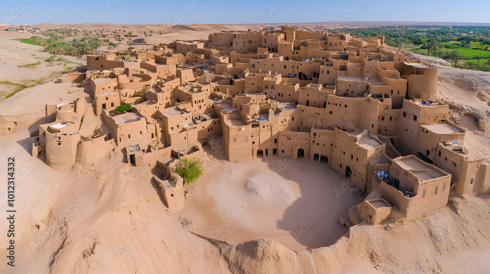 Traditional Arabian Old Mud Houses Village in the Desert | Historical ...
