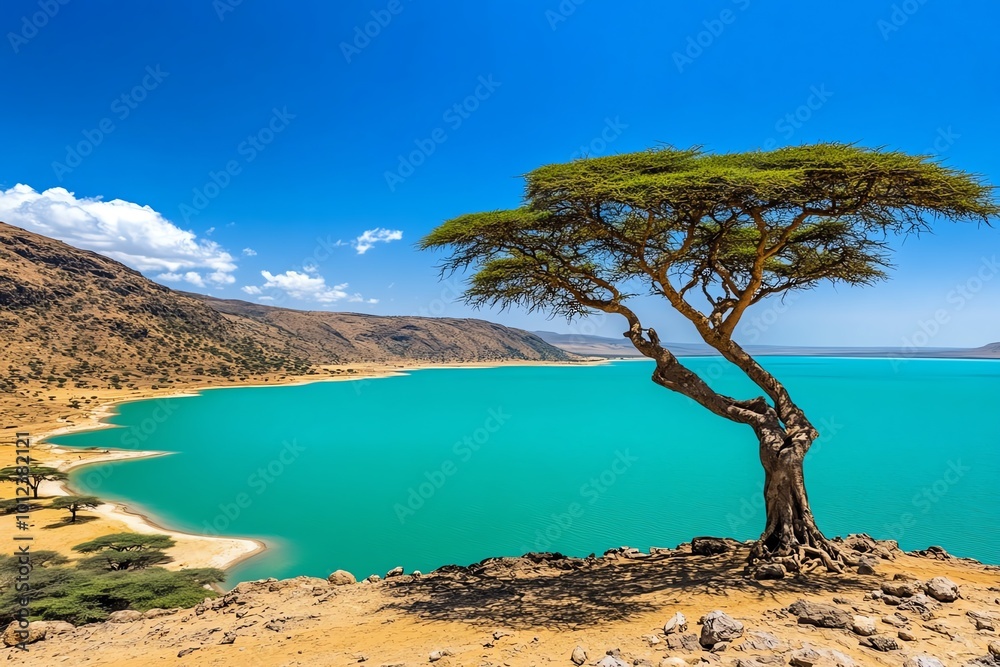 A view of Lake Turkana in the northern Great Rift Valley, with its ...