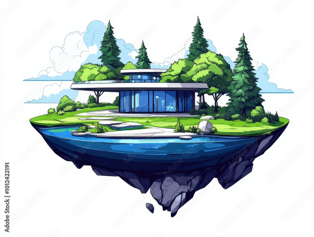Stunning NeoFuturistic Floating City Illustration Advanced Architecture ...