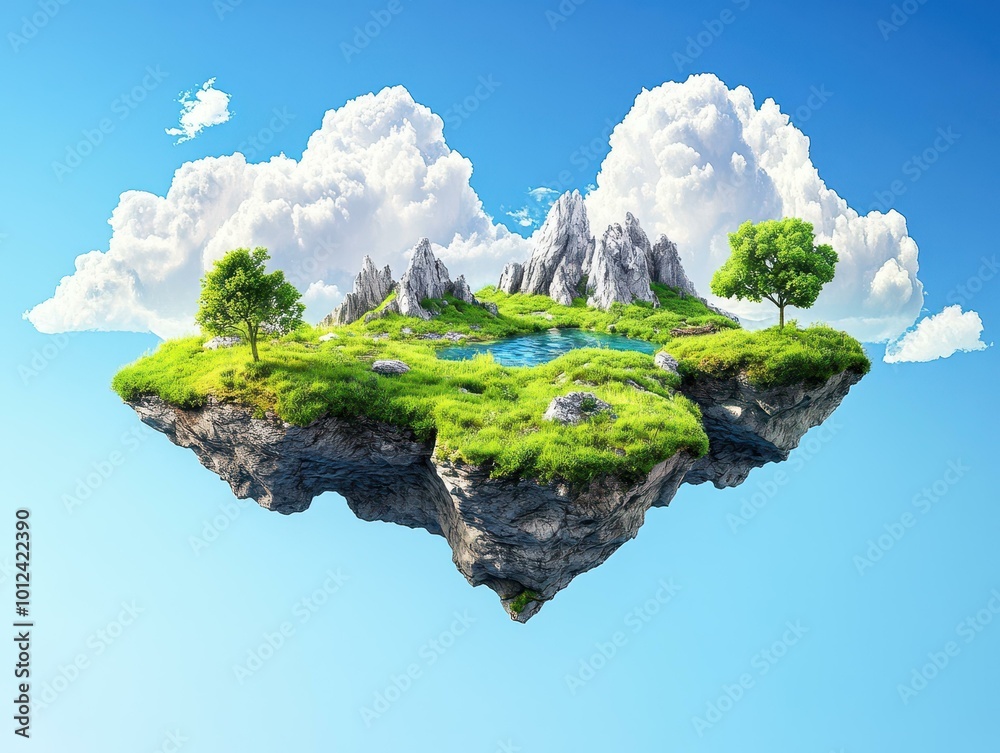 Enchanting Floating Islands A Stunning 3D Nature Scene Showcasing ...