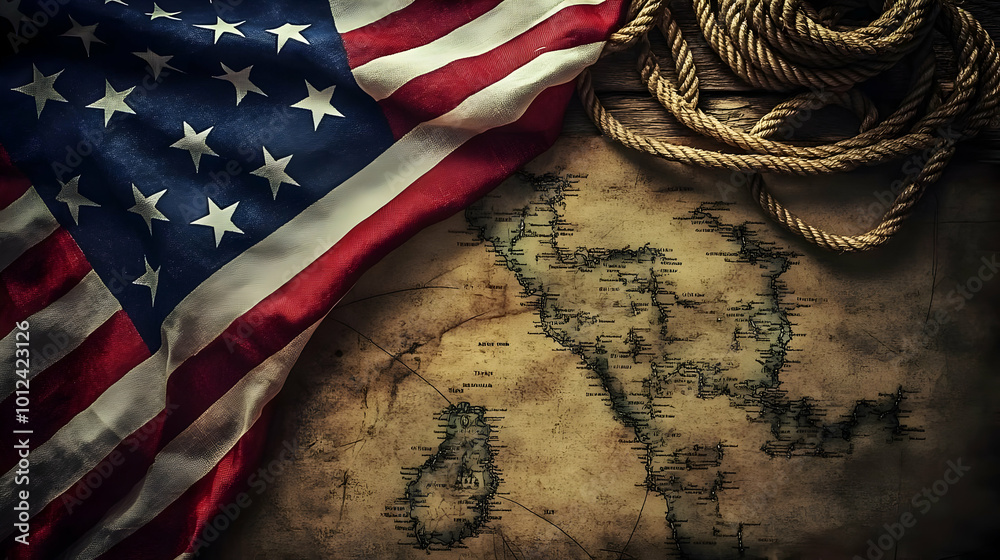 American Flag and Old Map: A Visual History Stock Illustration | Adobe ...