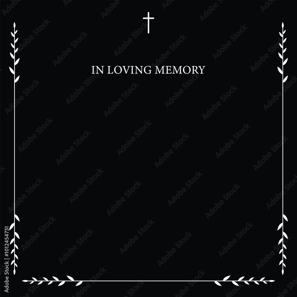 Funeral vector card. Empty card. Digital Funeral Announcement ...