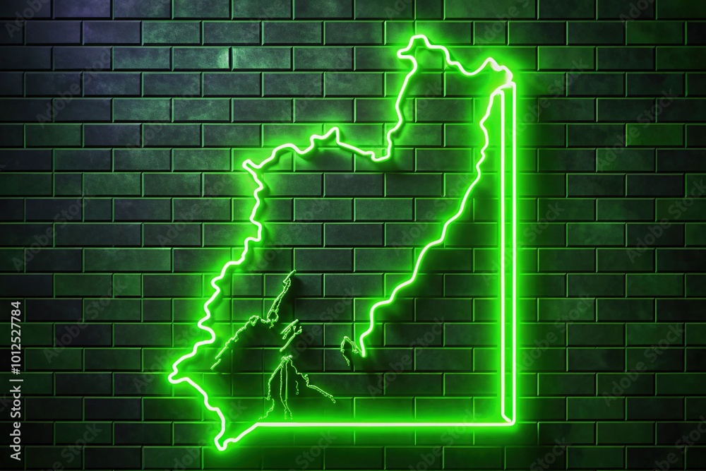 3D Neon Green Belize Map with Borders Outline for Modern Architectural ...