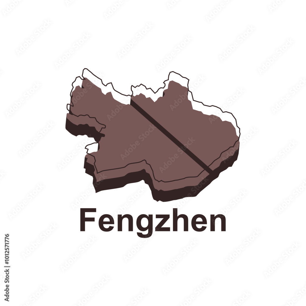Fengzhen map flat icon illustration, Vector map of Chinese with named ...