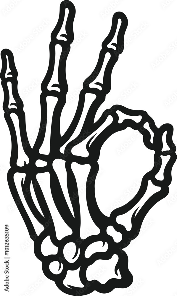 skeleton hand nice gesture icon line art vector art illustration. Stock ...