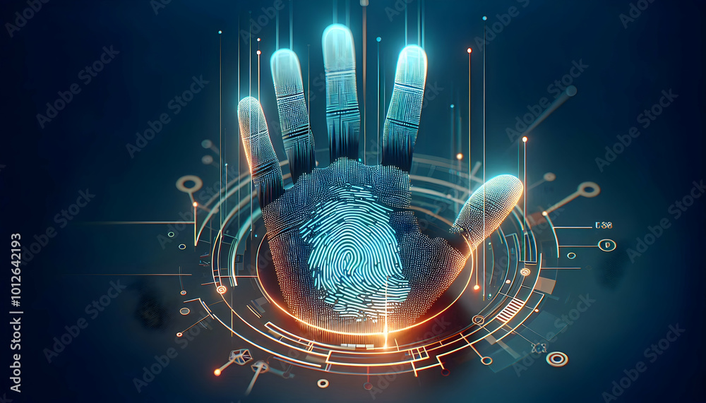 Flat Close up of a glowing handprint symbolizing individual rights and ...