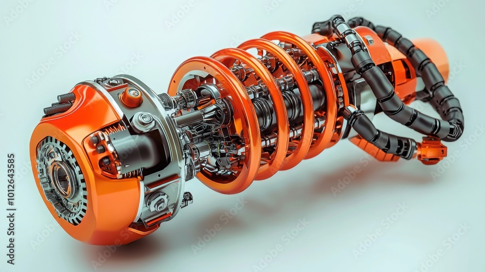 Detailed 3D visualization of a robotic arm's internal anatomy ...