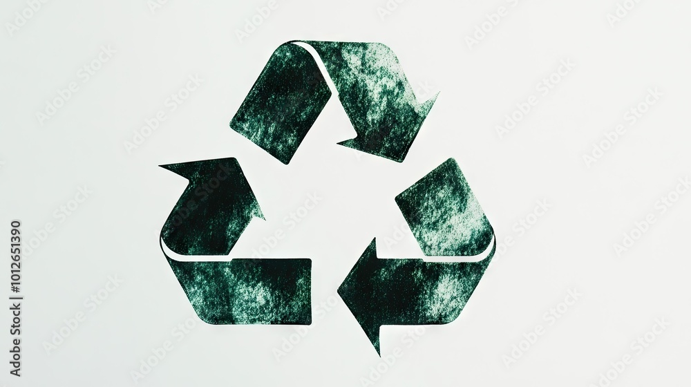 The recycle symbol rendered in bold green against a stark white ...