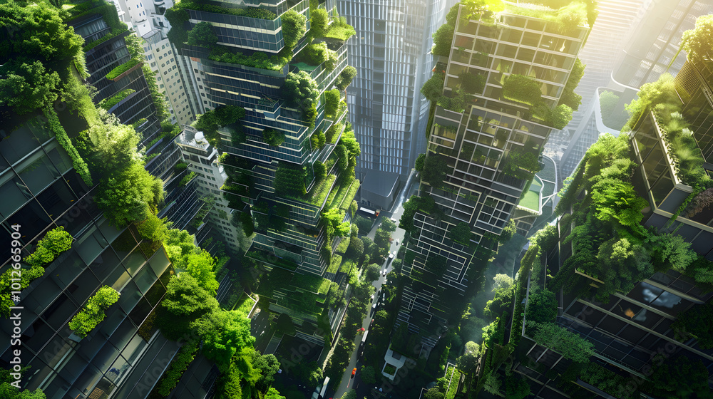 A smart city featuring a state-of-the-art water management system, with ...