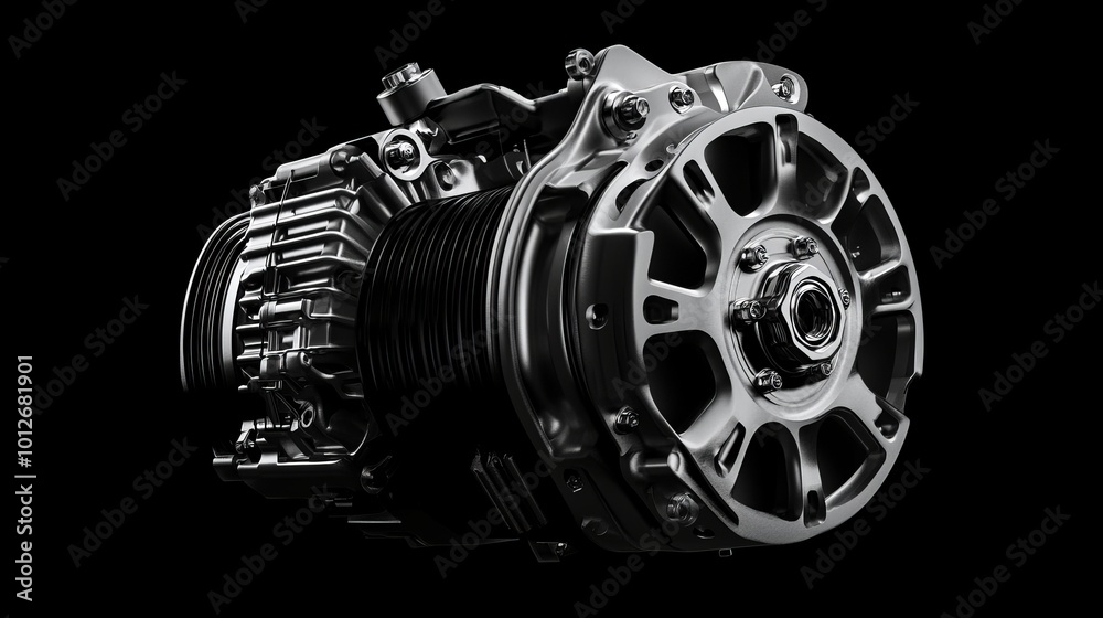 Detailed structure and diagram of a car alternator with isolated ...