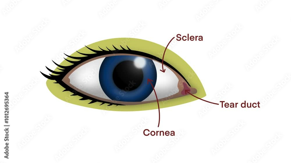 human eye, illustrating the major parts including the pupil, iris ...