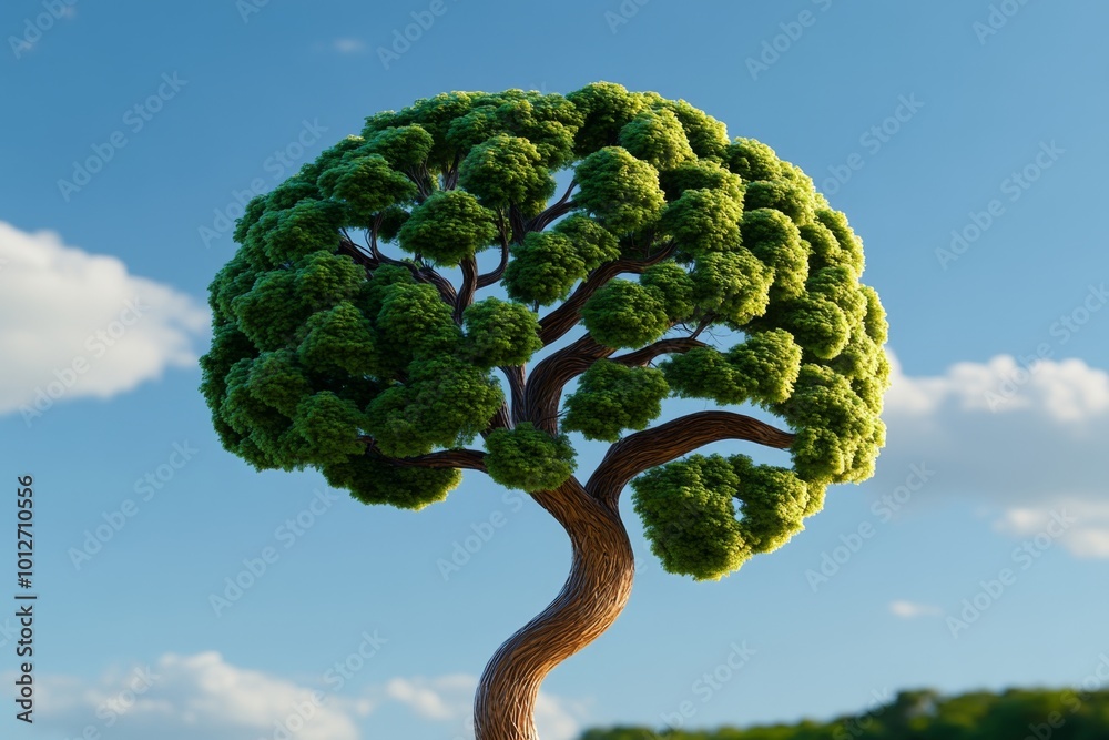 Human brain turning into a tree, with branches extending into various ...