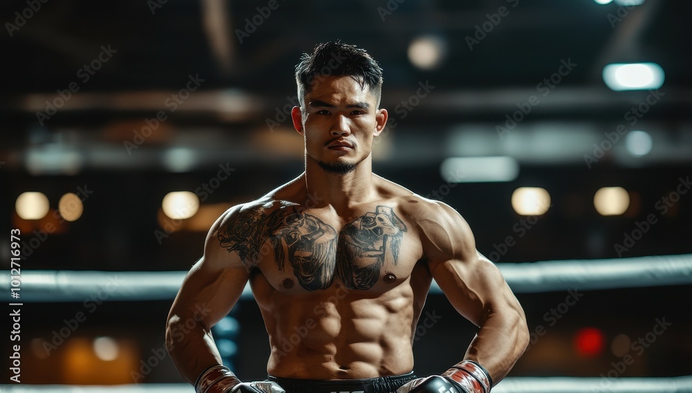 MMA fighter in boxing ring showcasing different combat styles Stock ...