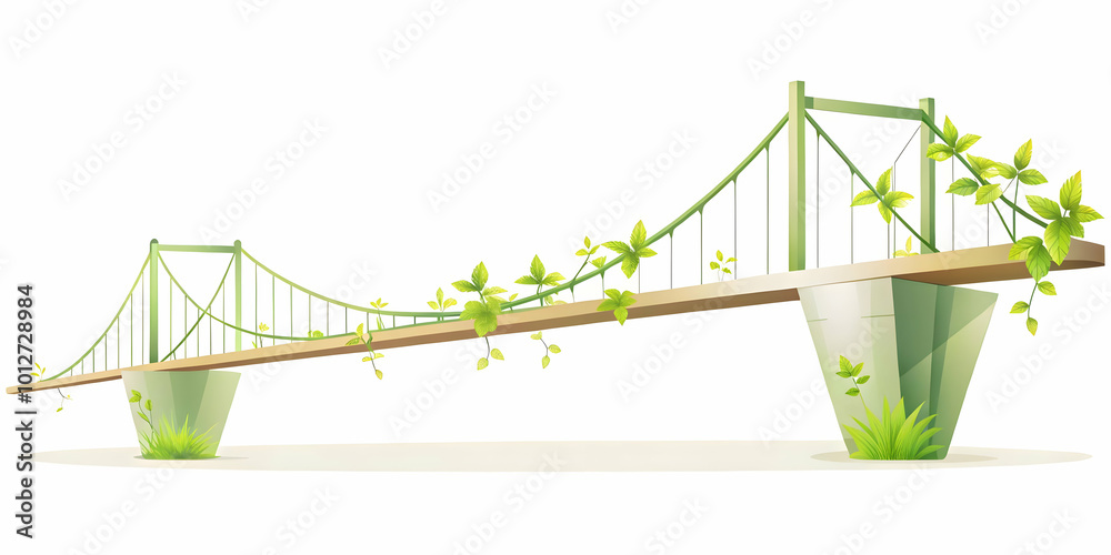 Flat Plain Bridge with Growing Vines and Copy Space concept as A plain ...