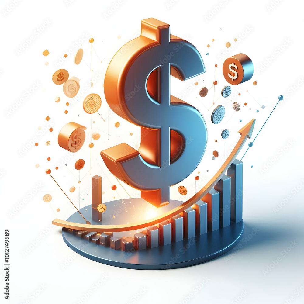 3D Levitating Dollar Sign and Profit Chart concept as A dynamic vector ...