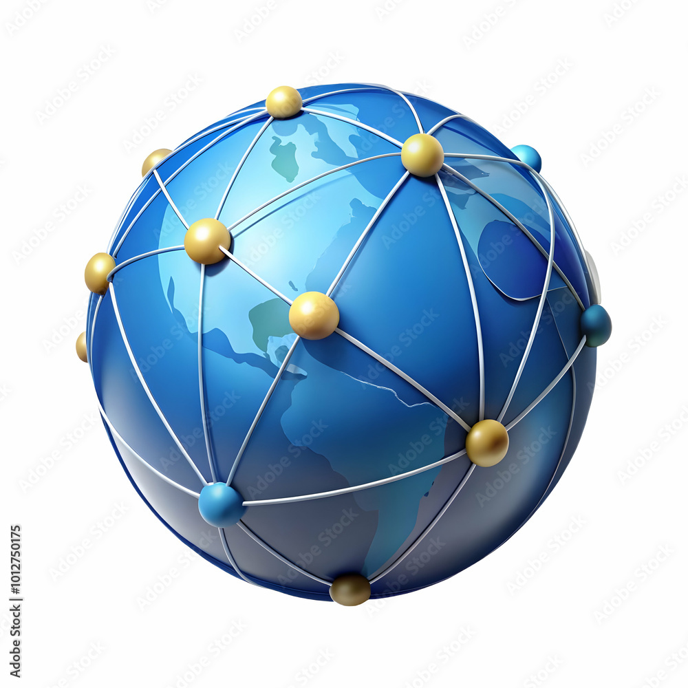 Vector graphic of a globe with connected lines representing global networking. concept as A ...