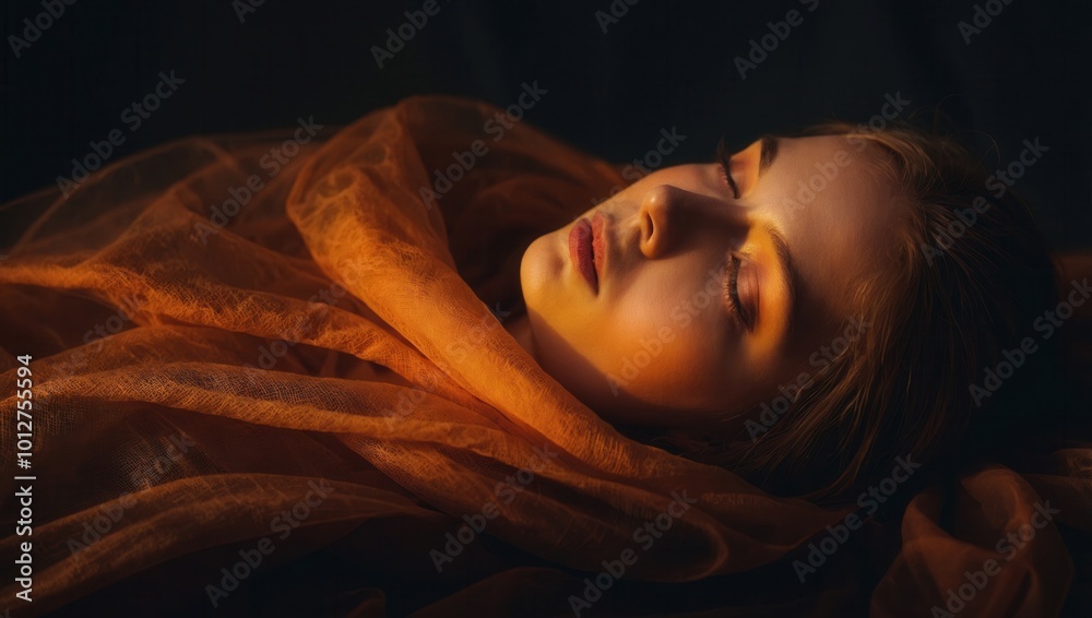 Artistic composite portrait of woman with soft lighting and ...