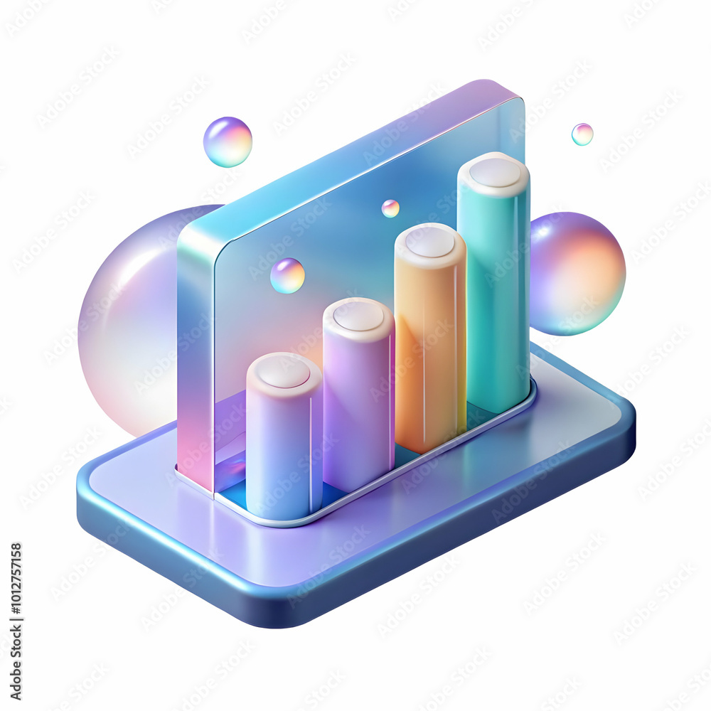 Soft Abstract Background with Floating Holographic Bar Graphs for Data ...