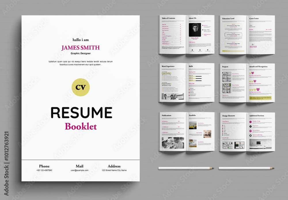 Clean Resume Booklet Template Stock Template | Adobe Stock