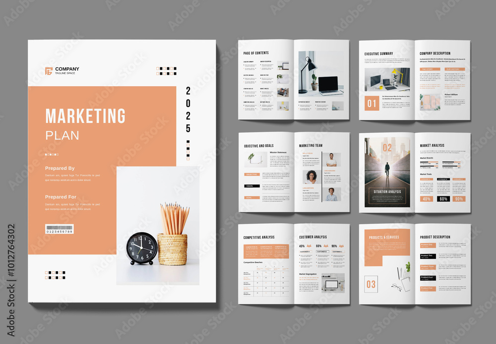 Marketing Plan Template Layout Stock Template | Adobe Stock