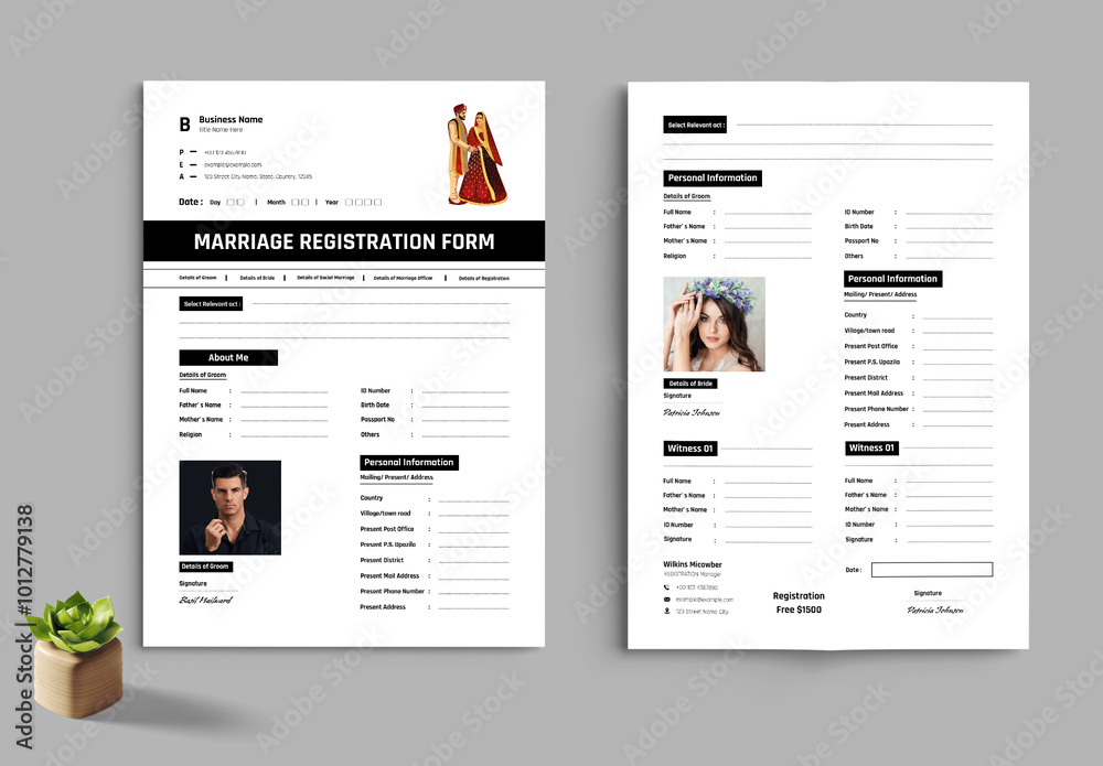 Marriage Registraion Template Stock Template | Adobe Stock