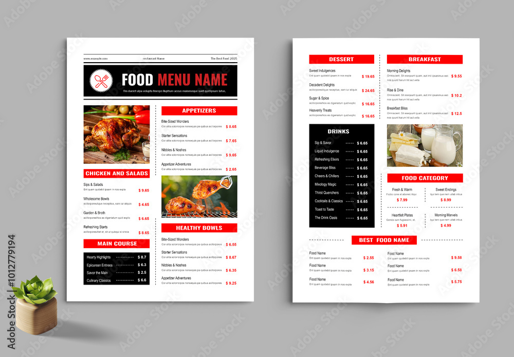 Newspaper Style Food Menu Template Stock Template | Adobe Stock