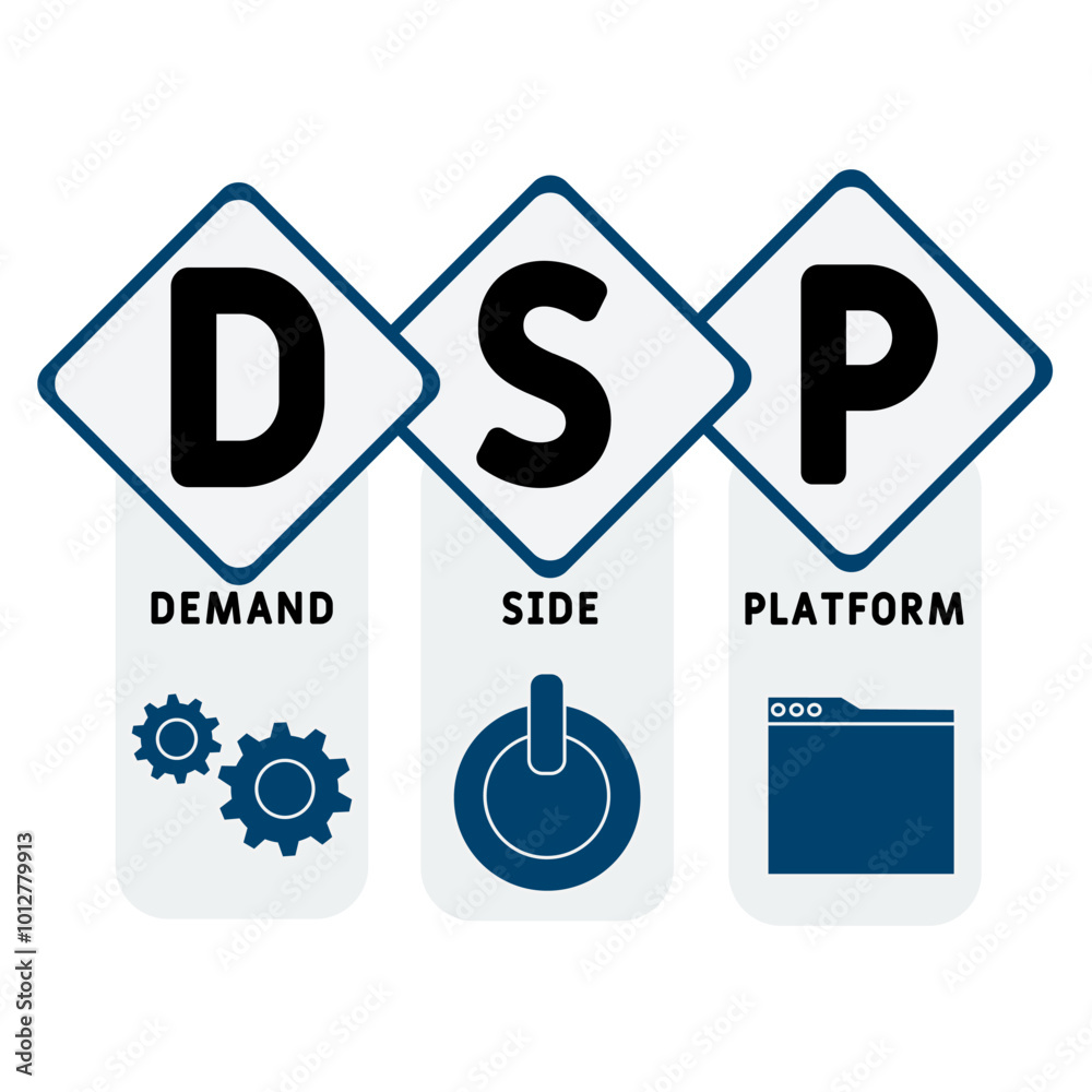 DSP - demand side platform acronym. business concept background. vector ...