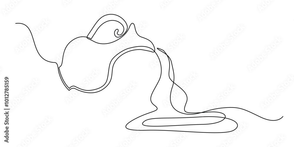 one continuous line drawing of a jug pouring water.one line drawing of ...