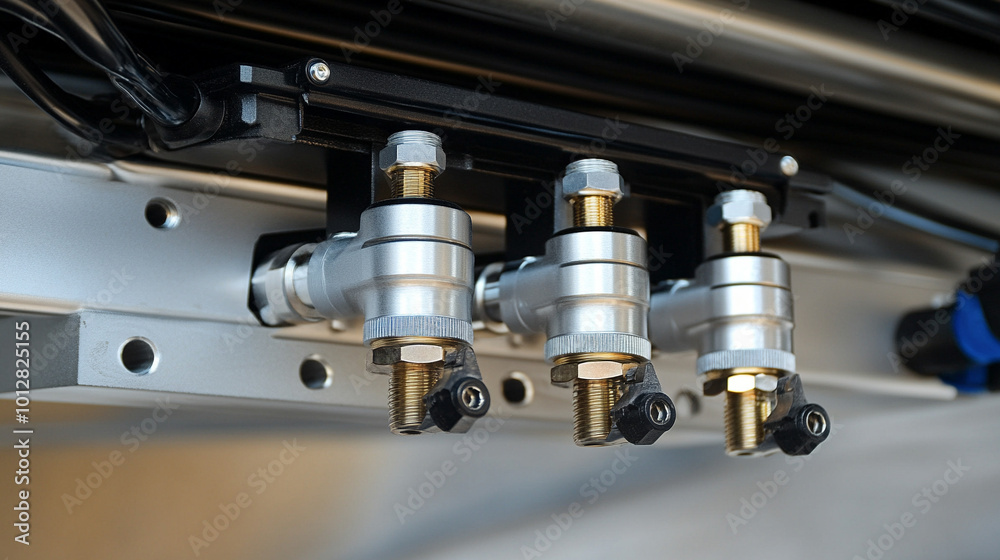 hydraulic valve and pipe system in agricultural equipment, showcasing ...