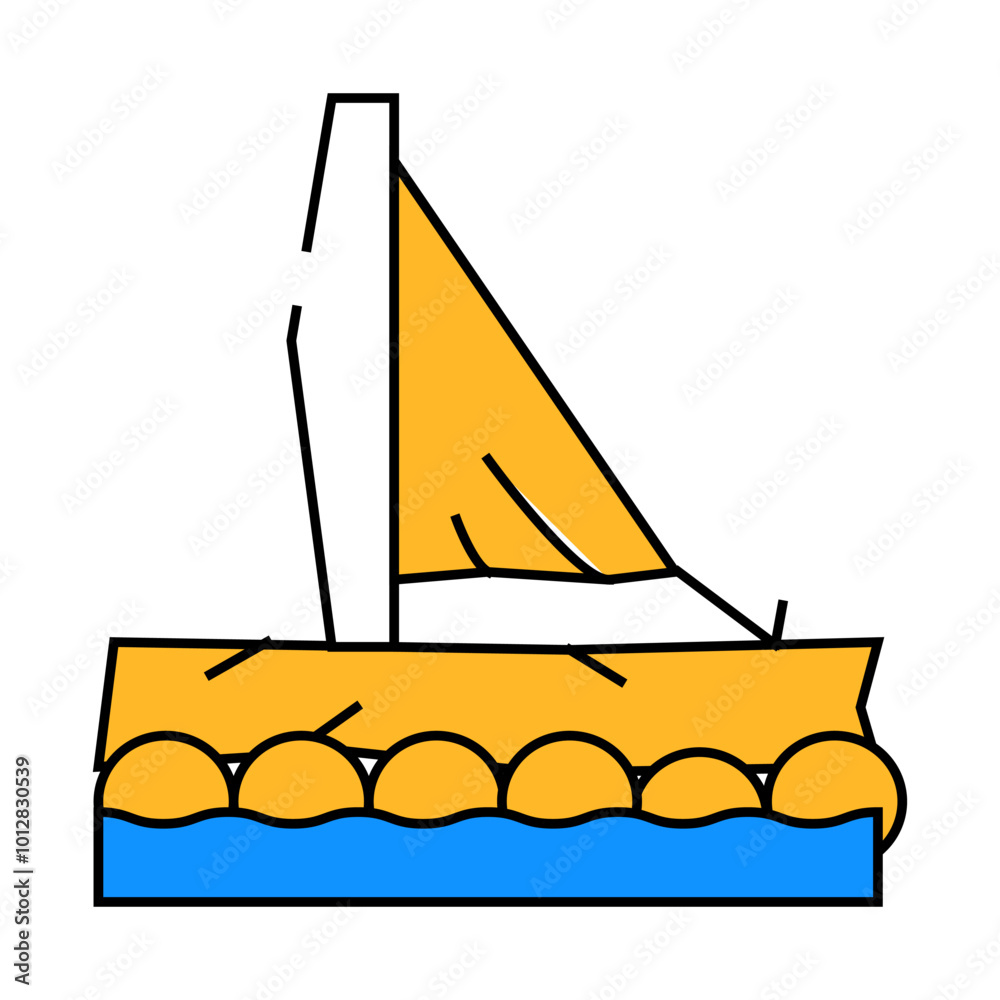 raft boat line icon vector. raft boat sign. isolated symbol ...