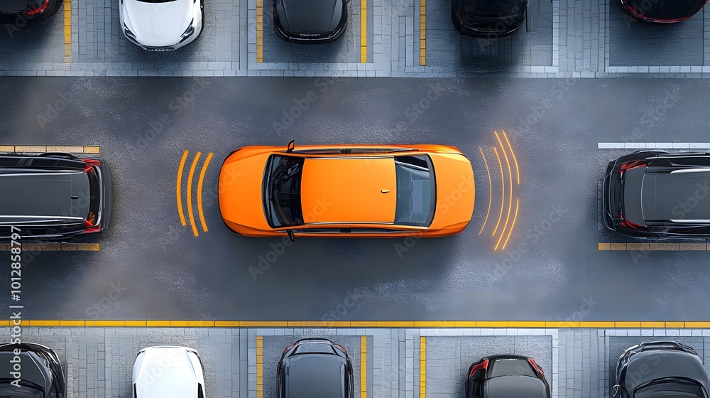 A top-view visualization of a smart car parking assist system using ...